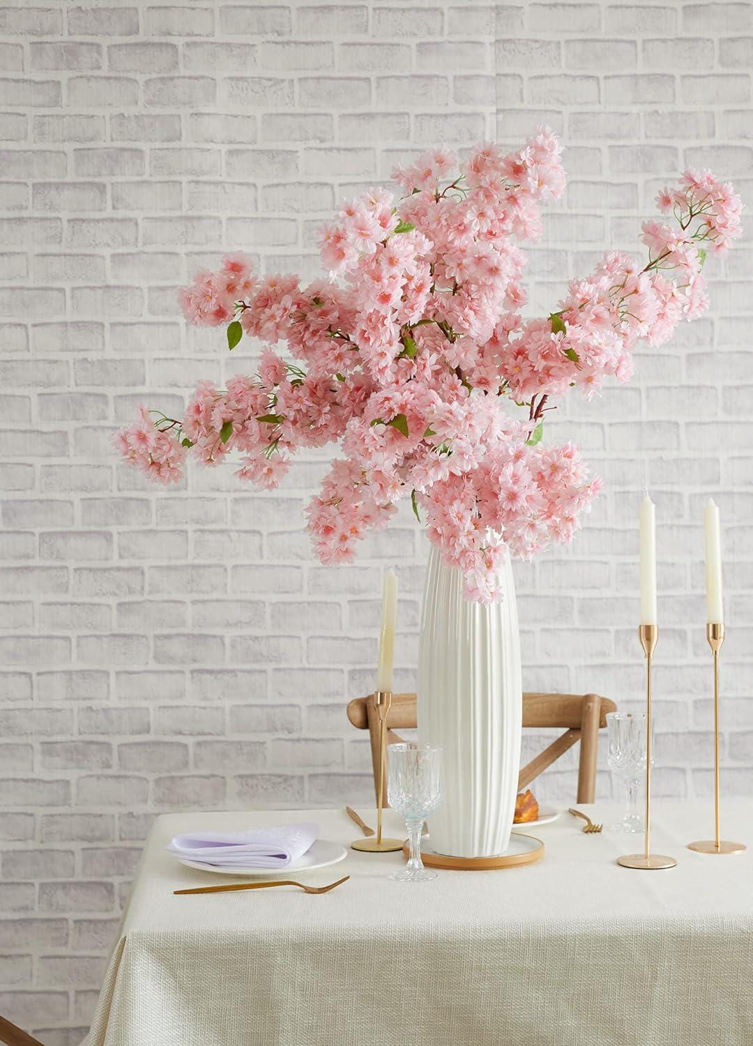 39" Artificial Cherry Blossom Branch in Blush Pink, Faux Spring Flowers ...