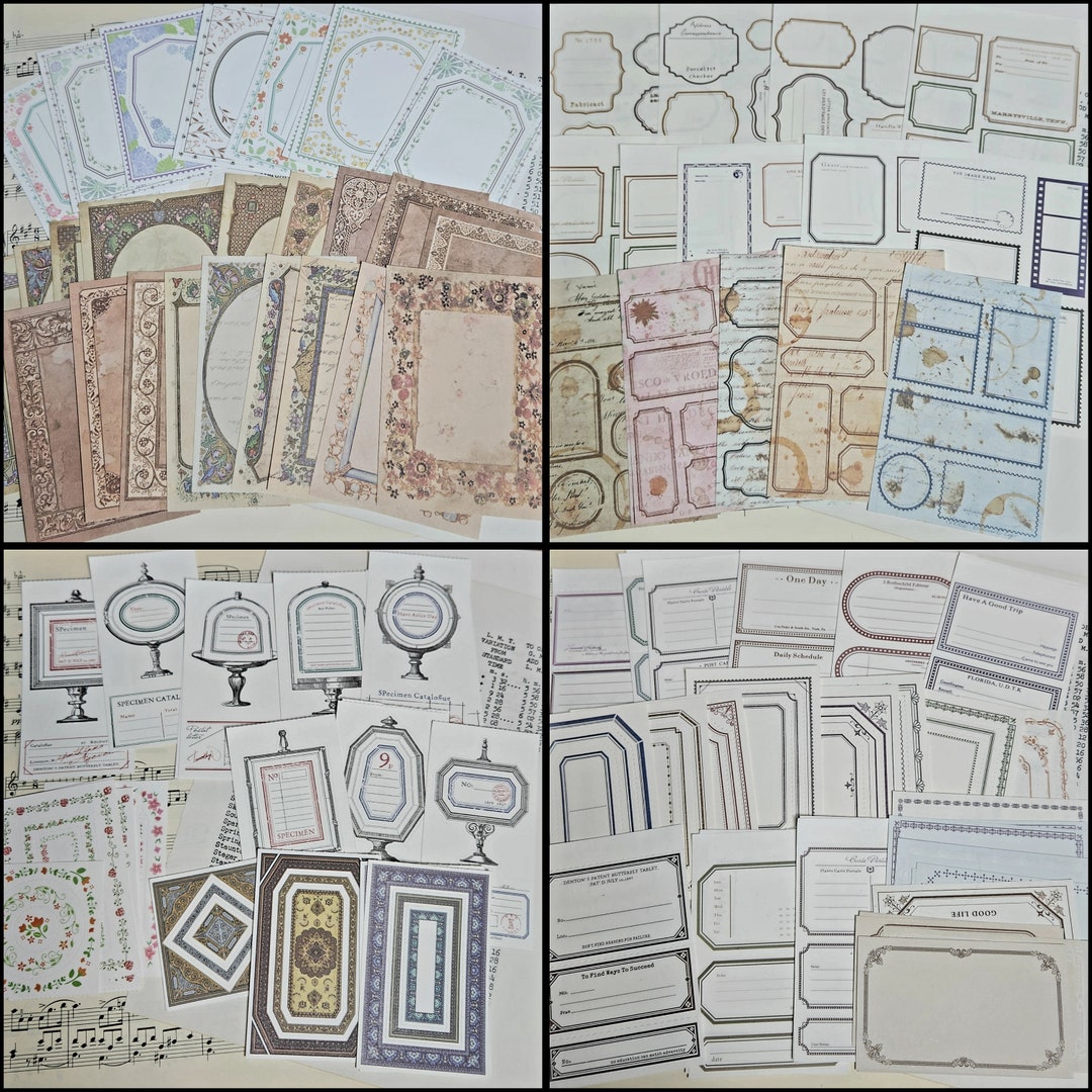 32 Vintage Style Labels and Frames Starter Pack for Journaling ...