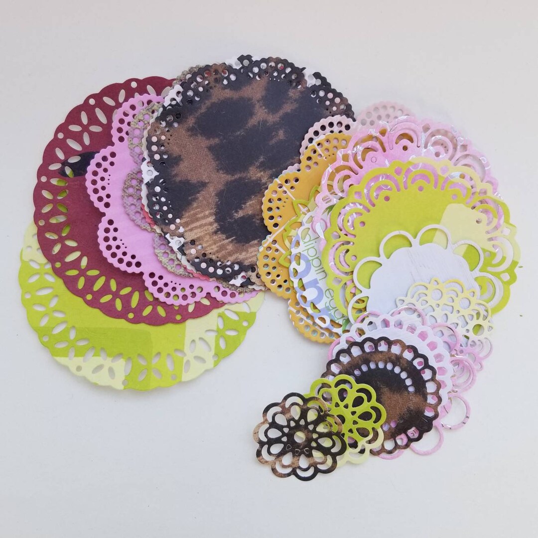 16 Small Paper Die Cut Doilies MIX Paper Lace Embellishments Junk ...