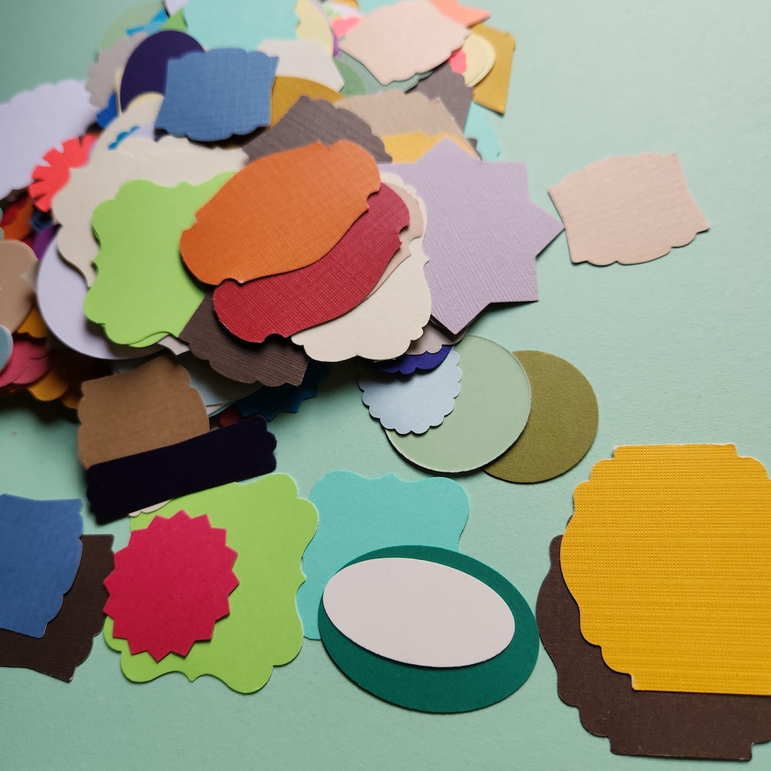 Various Solid Color Die Cuts 100 Card Stock Shapes Labels - Etsy