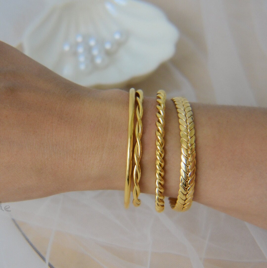 Gold Filled Twist Wire Cuff Bracelet, Adjustable Cuff Bracelet ...