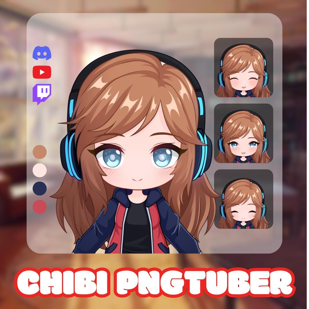 Chibi Girl Pngtuber Streamlabs Kawaii Ready for Twitch Vtuber Avatar ...