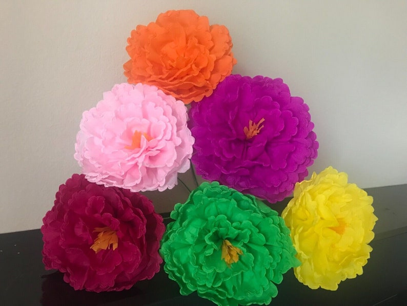 Mexican Crepe Paper Flowers Set of 6 Multicolor "peonies" "i Make ...