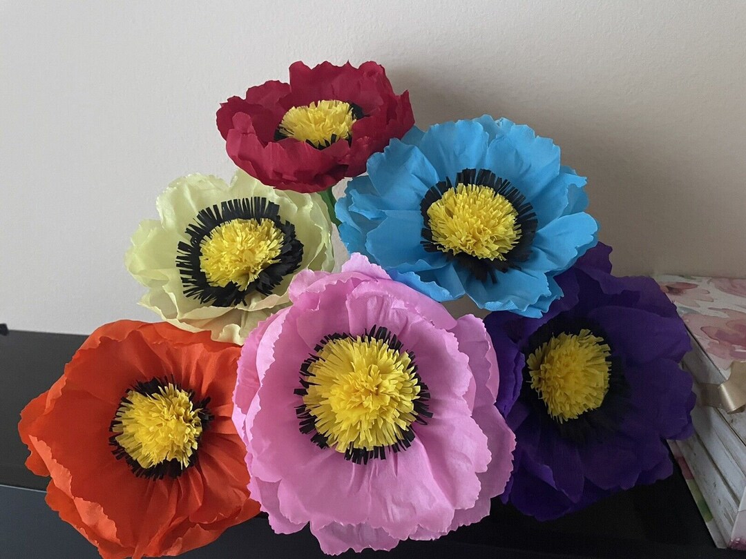 Mexican Crepe Paper Flowers Set of 6 Multicolor #1 Hand Made by Julia ...
