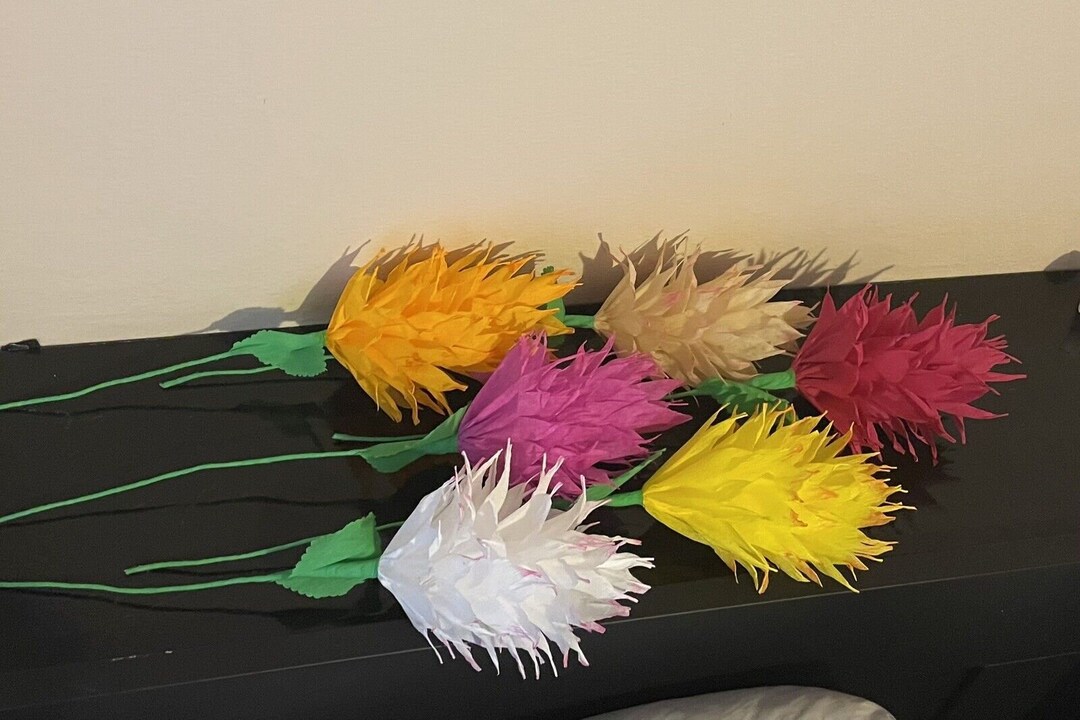 Mexican Crepe Paper Flowers Set of 6 Multicolor Cactus. Hand Made by ...