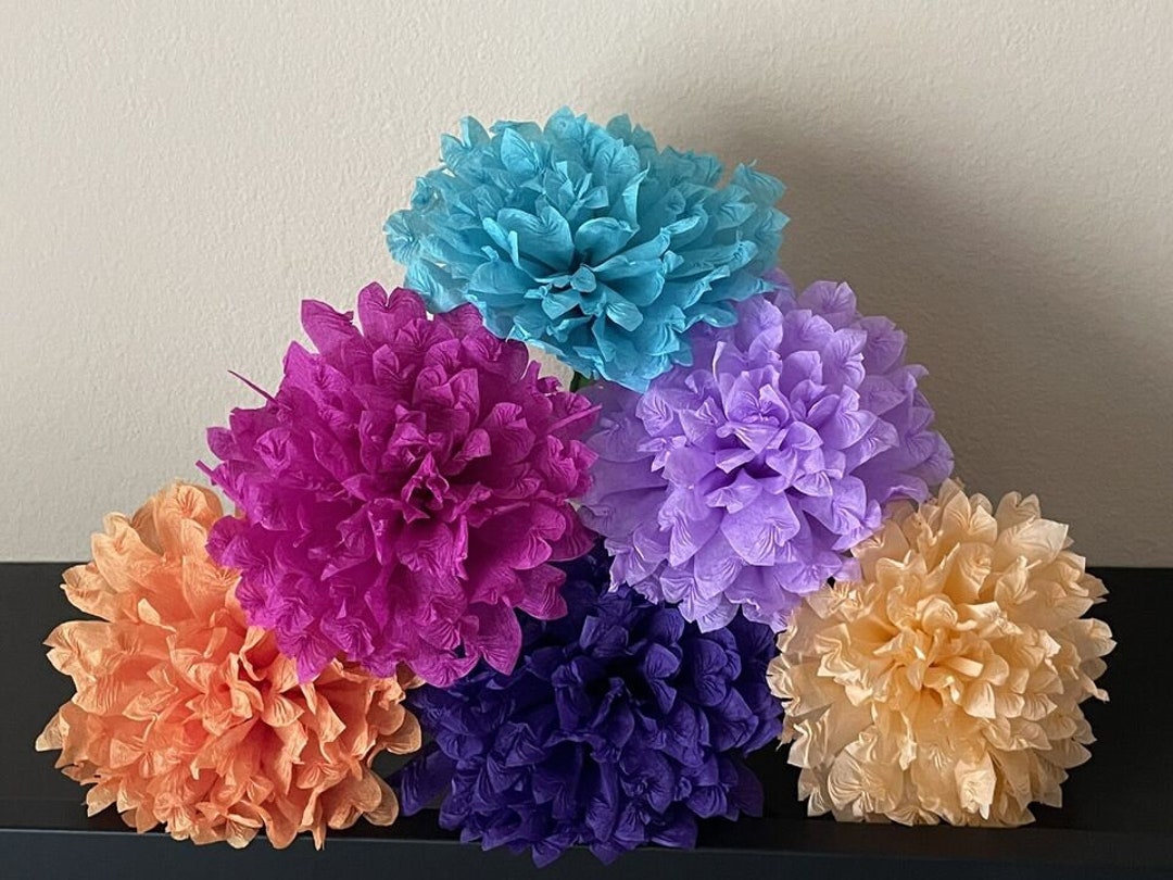 Mexican Crepe Paper Flowers Set of 6 Multicolor #1 Hand Made by Julia ...