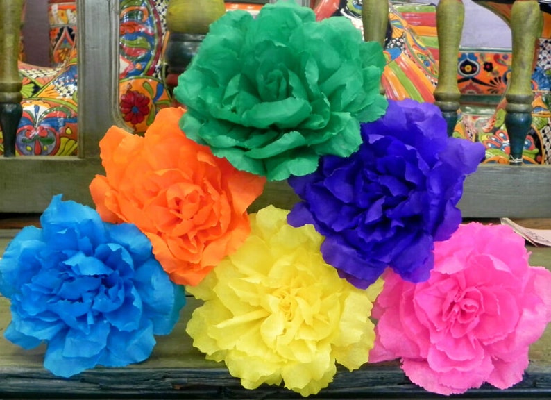 Mexican Crepe Paper Flowers Set of 6 Multicolor Rose"we Make Special ...