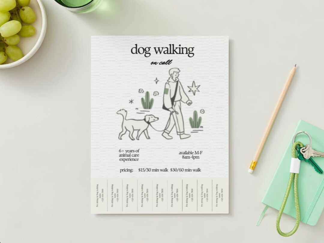 Dog Walking Poster Template Canva Digital Design for Small Business ...