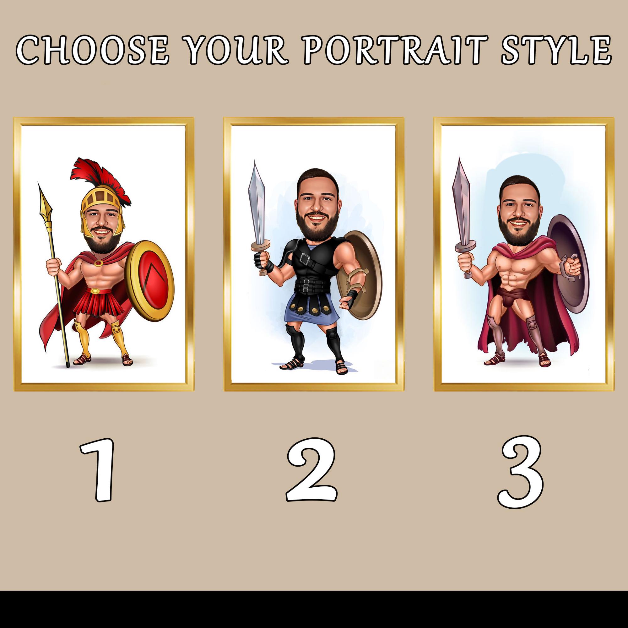 Personalized Gladiator Cartoon Portrait, Custom Gladiator Caricature ...