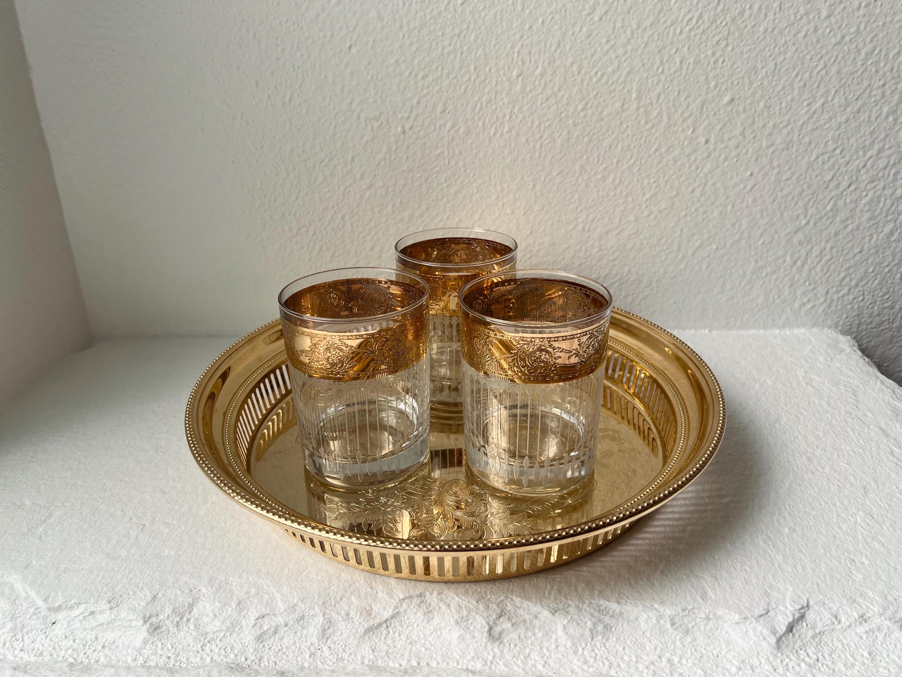 Large Golden Floral Etched Tray With Cut Outs 12 Ornate Victorian ...