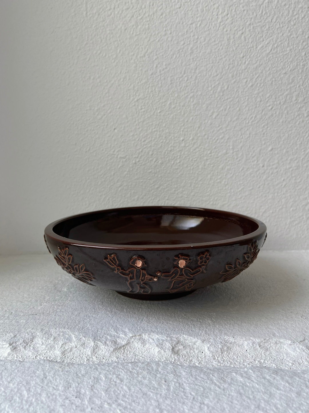 Vtg 1940s Red Wing Pottery Redware Serving Bowl With Dancing Peasants ...