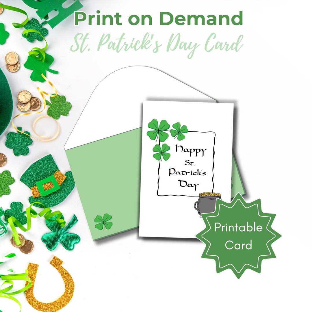 Printable St. Patrick's Day Card Blank Inside Print at Home Card Print on Demand 4x6 Greeting ...
