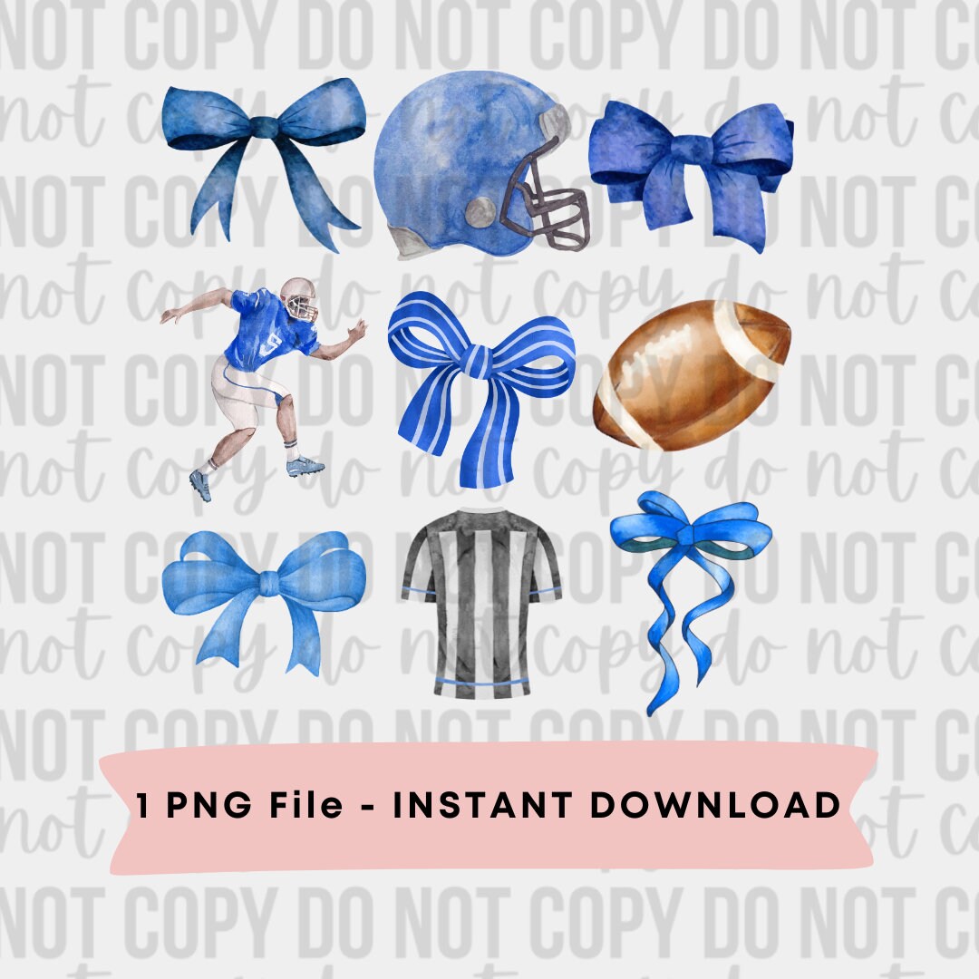 Football Coquette Bows, Football PNG, Blue Football Coquette - Etsy