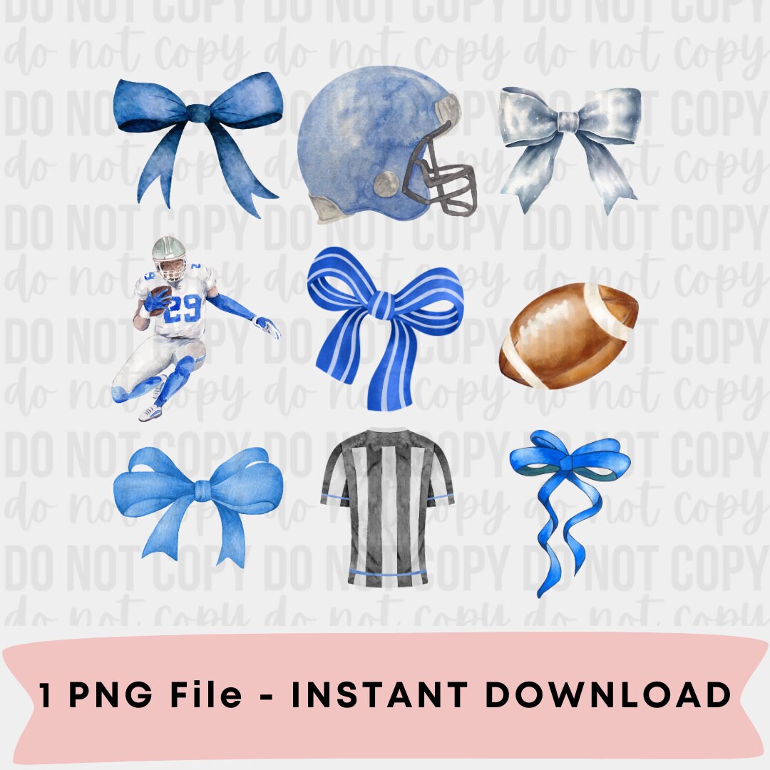 Football Coquette Bows and Football PNG - Etsy