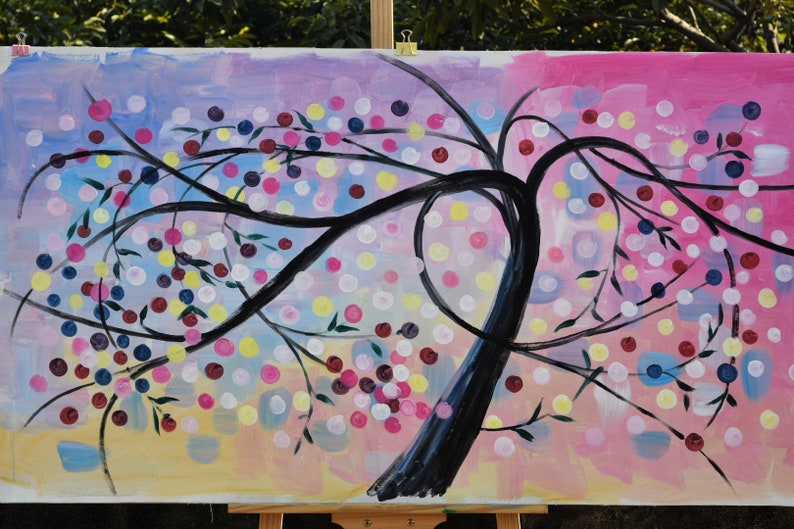 Abstract Blossom, Original Acrylic Painting, Abstract Painting 52x28 ...