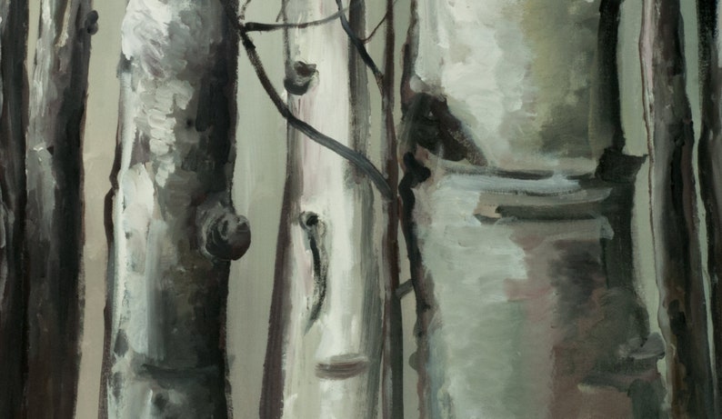 Original Abstract Tree Art Oil Painting Aspen Forest on Canvas - Etsy