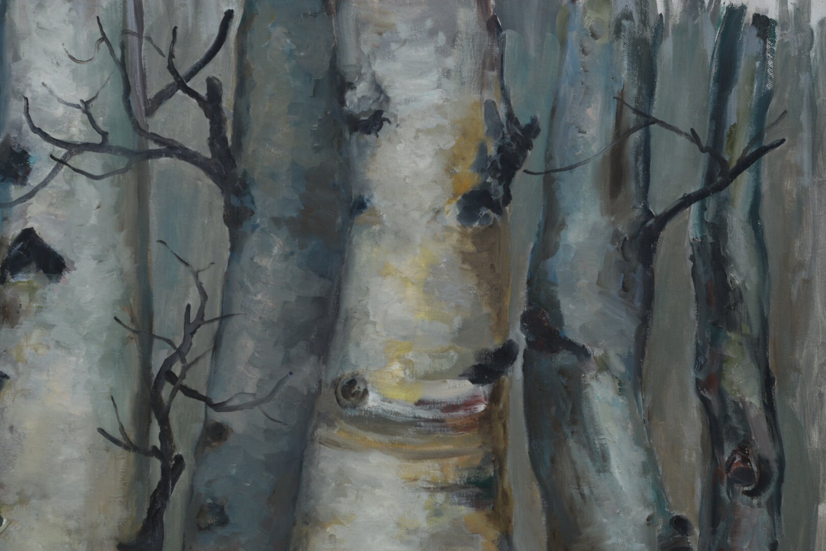 Original Abstract Tree Art Oil Painting Aspen Forest on Canvas 52x28 - Etsy