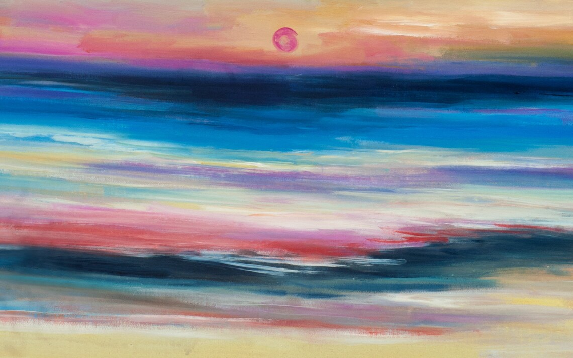 Original Abstract Painting Sea Art Sunrise Wave on Gallery - Etsy