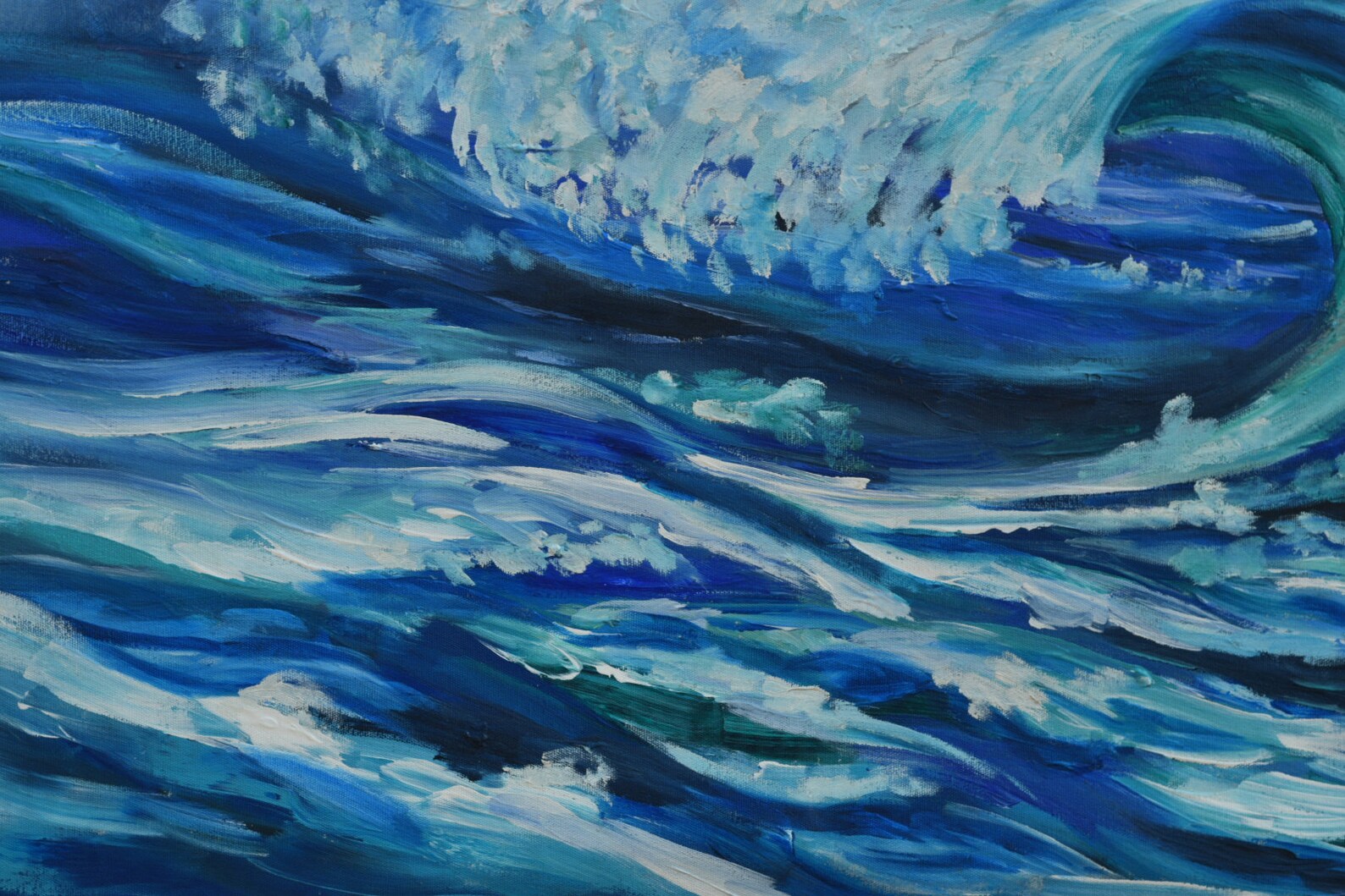 Original Large Modern Impasto Landscape Painting Sea Art Rolling Wave ...