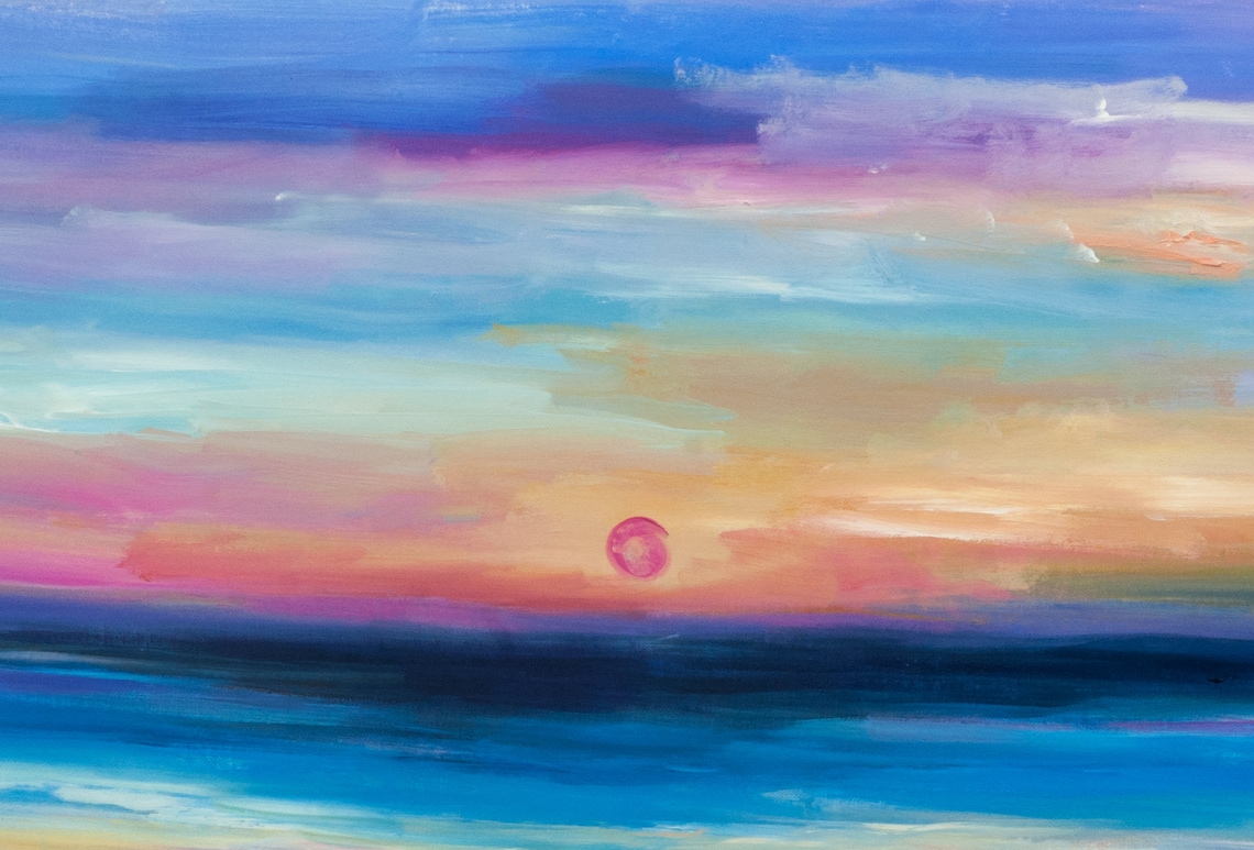 Original Abstract Painting Sea Art Sunrise Wave on Gallery - Etsy