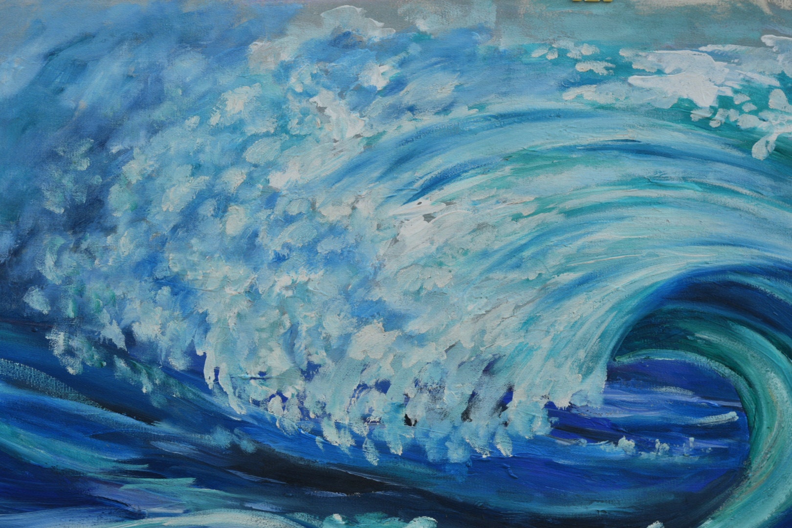 Original Large Modern Impasto Landscape Painting Sea Art Rolling Wave ...