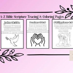 15 Bible Verse Tracing and Coloring Pages for Children - Etsy