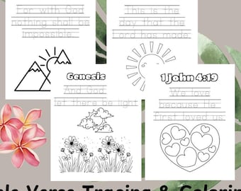 15 Bible Verse Tracing and Coloring Pages for Children - Etsy