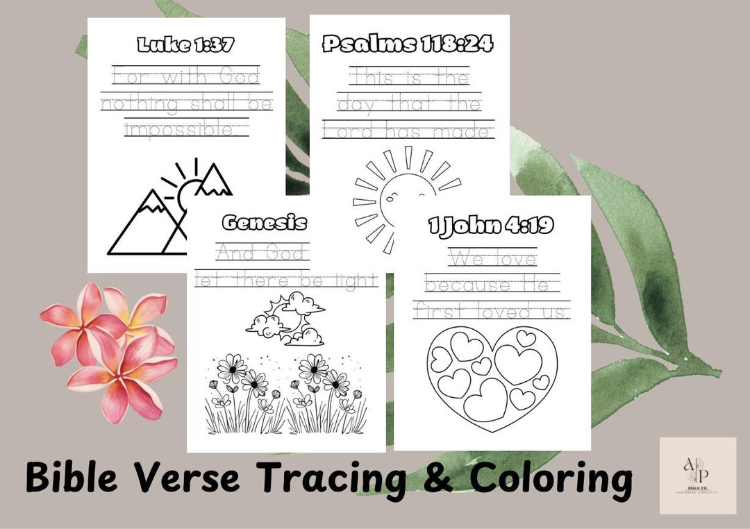 30 Bible Verse Tracing and Coloring Pages for Children - Etsy