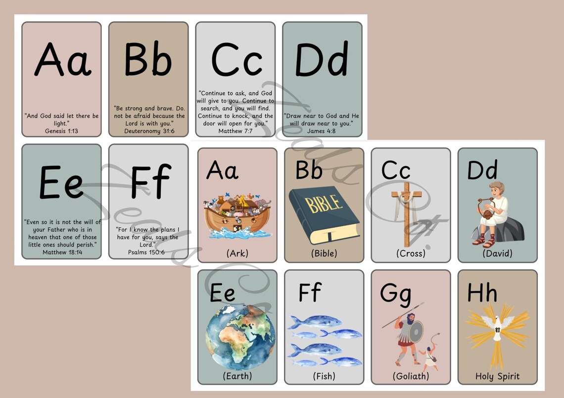 ABC Bible Flash Cards for Kids | Printable Bible Activity | ABC Bible ...