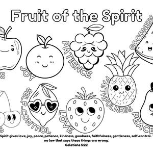 Fruit of the Spirit Coloring Pages, Printable Kids Bible Verse ...