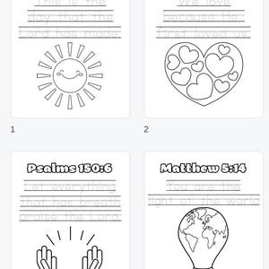 Bible Verse Tracing and Coloring Pages for Children - Etsy