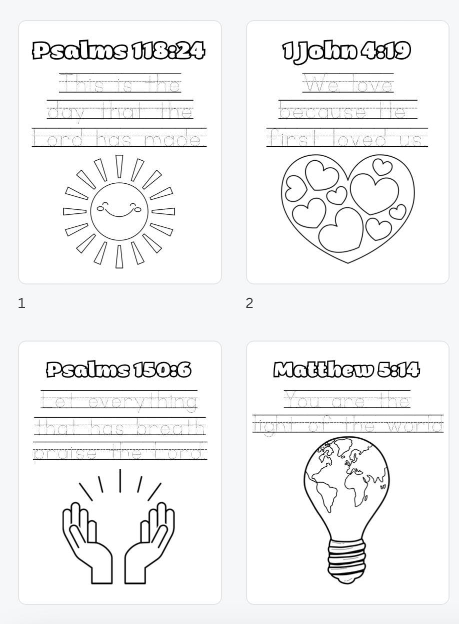 Bible Verse Tracing and Coloring Pages for Children - Etsy