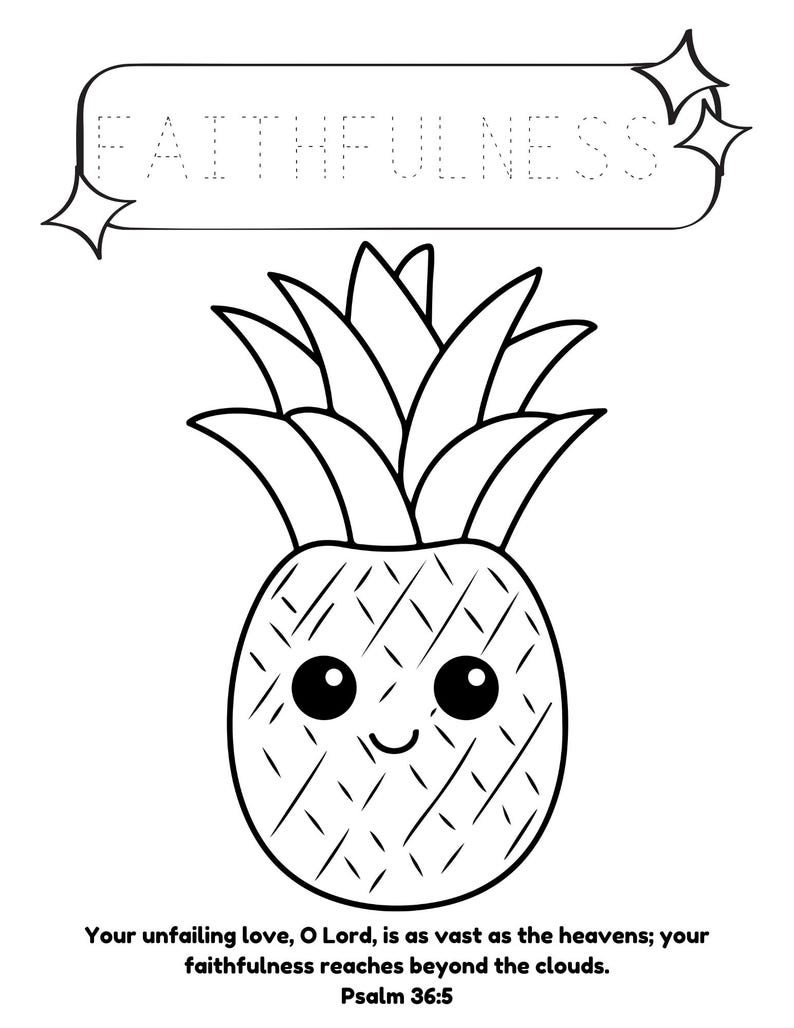 Fruit of the Spirit Coloring Tracing Pages, Printable Kids Bible Verse ...