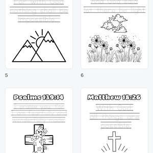 Bible Verse Tracing and Coloring Pages for Children - Etsy