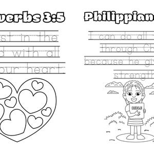 15 Bible Verse Tracing and Coloring Pages for Children - Etsy