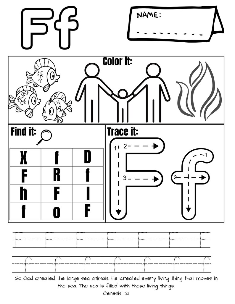 26 Bible Alphabet Worksheets, Upper & Lowercase, Preschool ...
