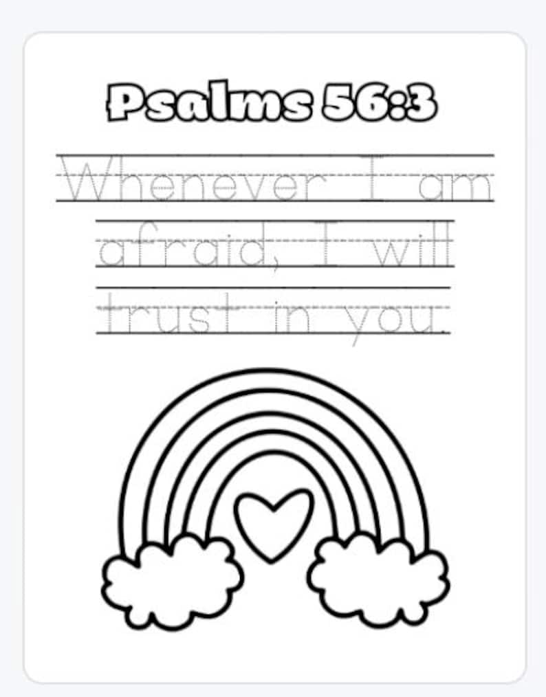 Bible Verse Tracing and Coloring Pages for Children - Etsy