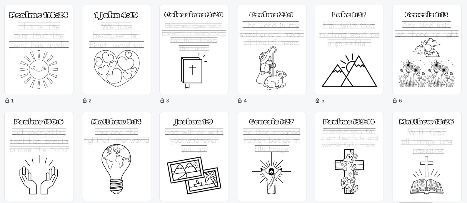 Bible Verse Tracing and Coloring Pages for Children - Etsy