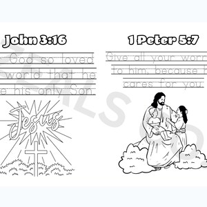 30 Bible Verse Tracing and Coloring Pages for Children - Etsy