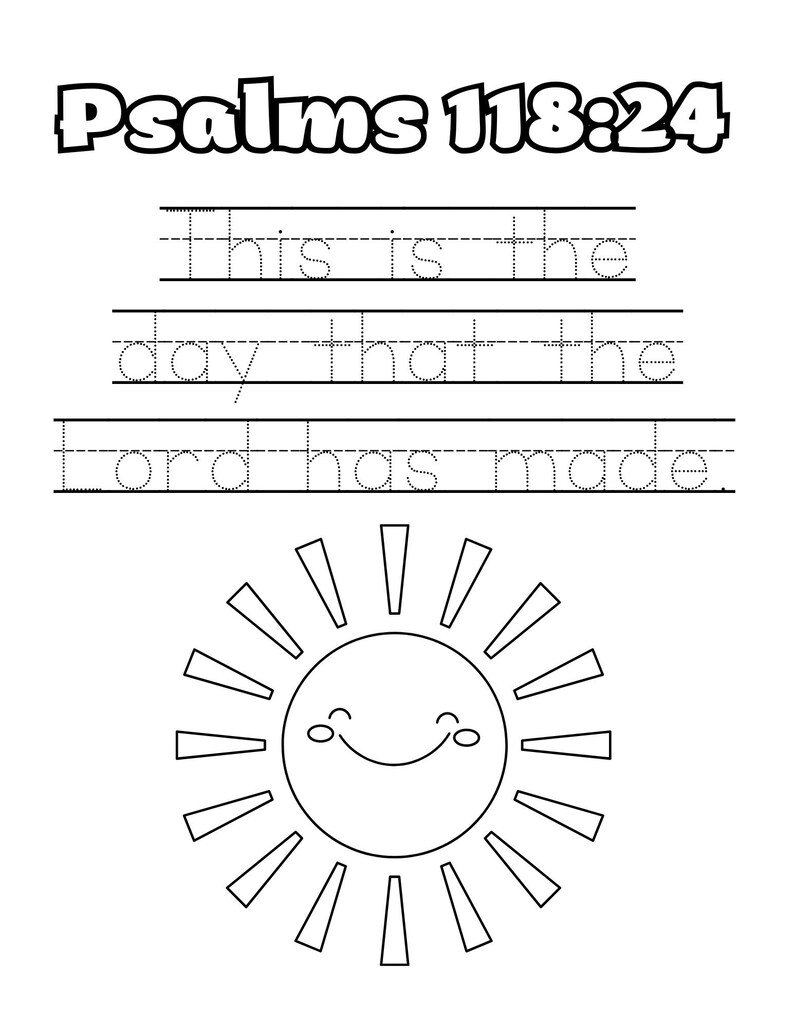 30 Bible Verse Tracing and Coloring Pages for Children - Etsy