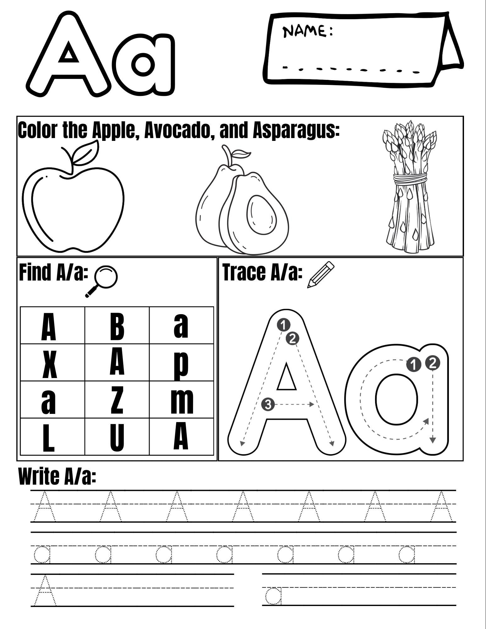 Farmer's Market Alphabet Worksheets: Letter Tracing Practice (PDF) - Etsy