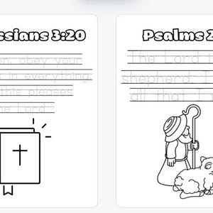 Bible Verse Tracing and Coloring Pages for Children - Etsy