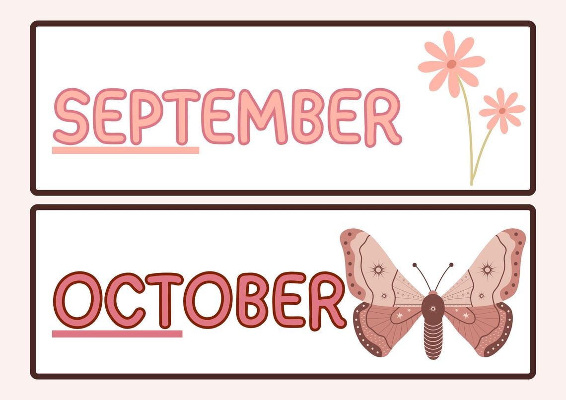 Days of the Week and Months of the Year Boho Style Printable ...