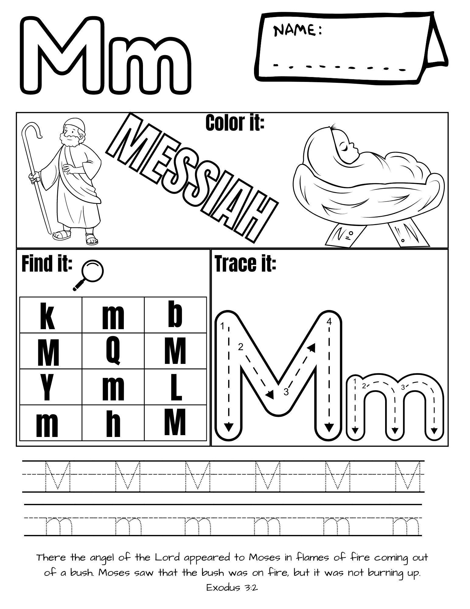 26 Bible Alphabet Worksheets, Upper & Lowercase, Preschool ...