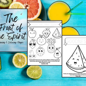 Fruit of the Spirit Coloring Tracing Pages, Printable Kids Bible Verse ...
