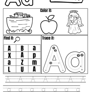 26 Bible Alphabet Worksheets, Upper & Lowercase, Preschool ...