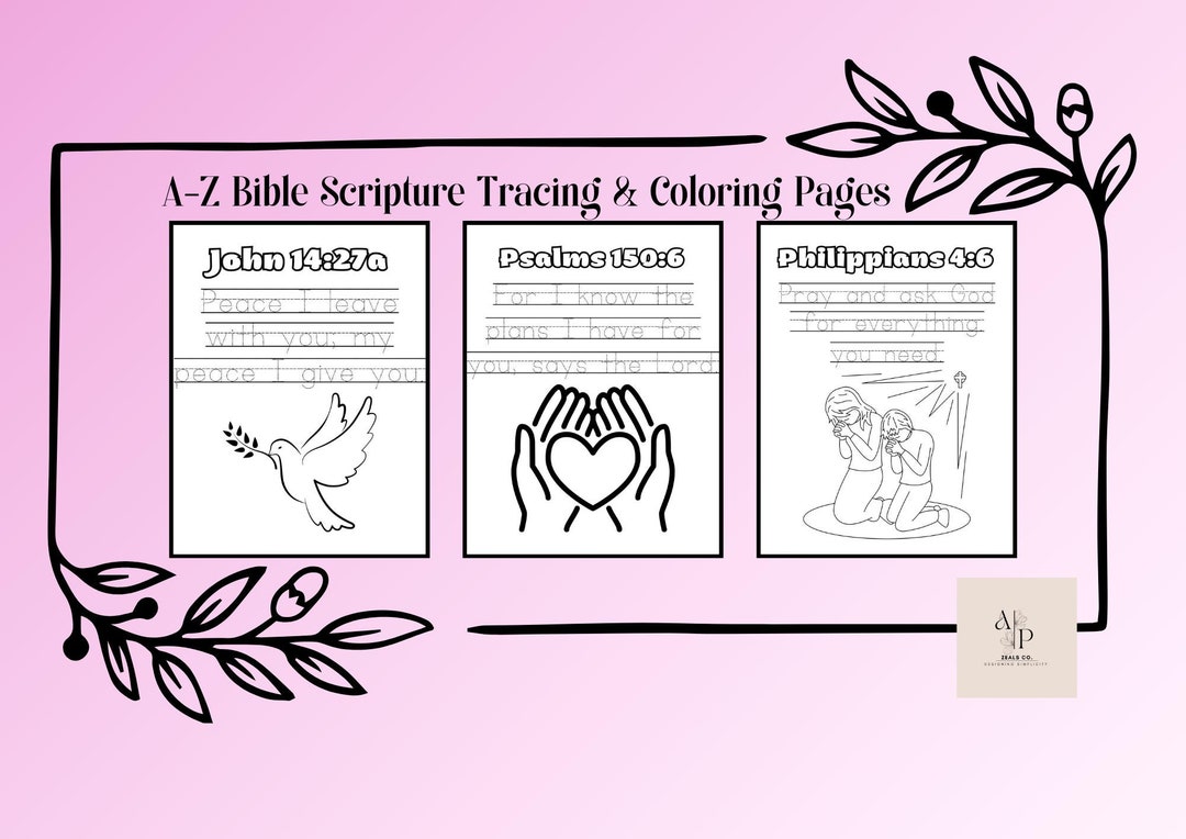 15 Bible Verse Tracing and Coloring Pages for Children - Etsy