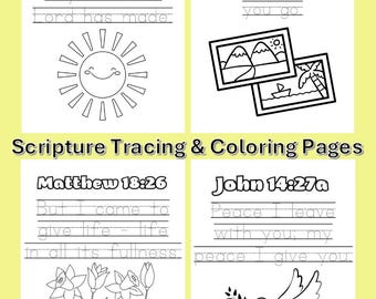 Bible Verse Tracing and Coloring Pages for Children - Etsy