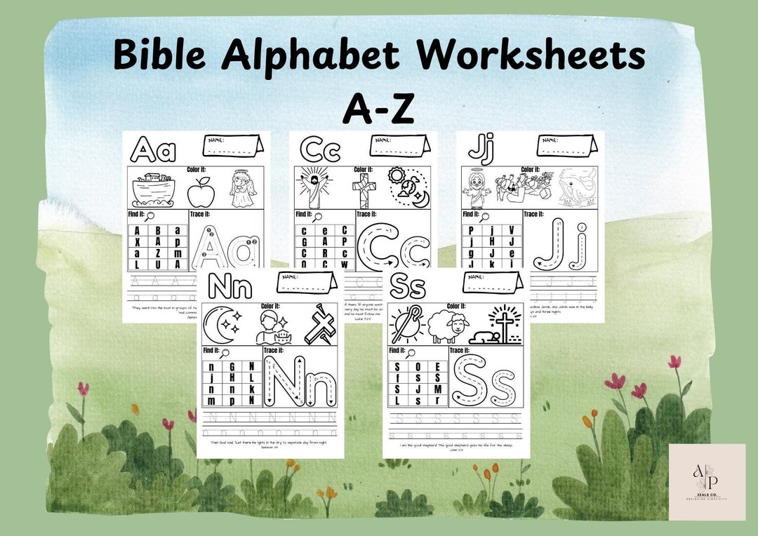 26 Bible Alphabet Worksheets, Upper & Lowercase, Preschool ...