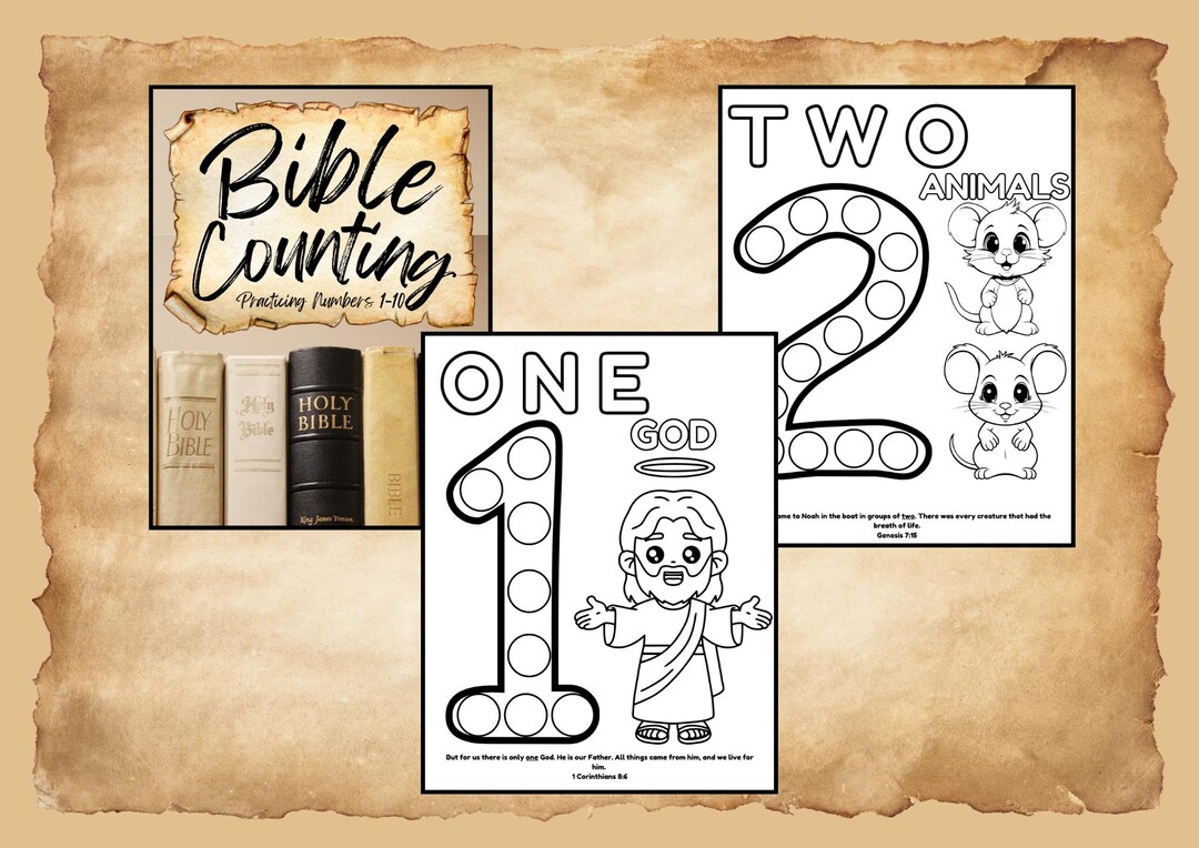 Bible Counting 1-10, Number Paint Dot Activities for Kids, Kid's Bible ...
